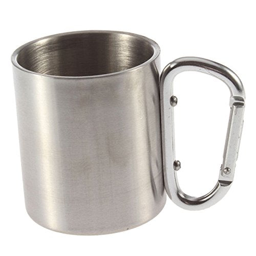 Buy Portable Stainless Steel Cup with Carabiner Hook – Badger Survival